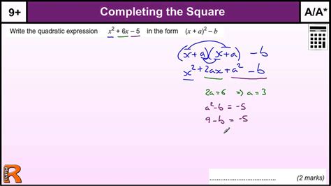 Gcse Maths Completing The Square Worksheets