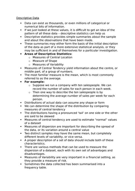 Module 2 Sfb Lecture Notes 2 Descriptive Data Data Can Exist As