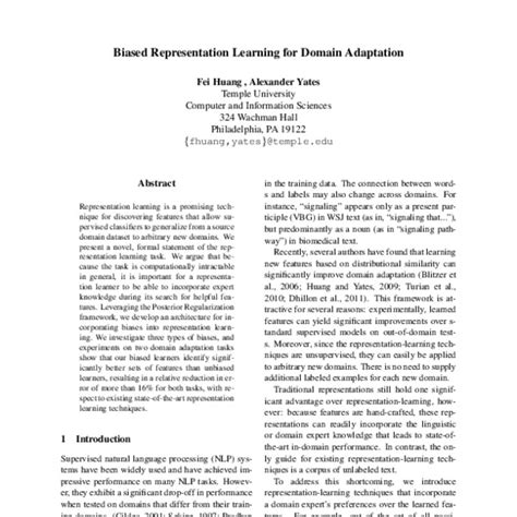 Biased Representation Learning For Domain Adaptation Acl Anthology