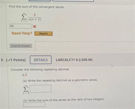 Solved Find The Sum Of The Convergent Series ∑n1∞nn28