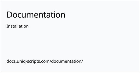 Installation Documentation