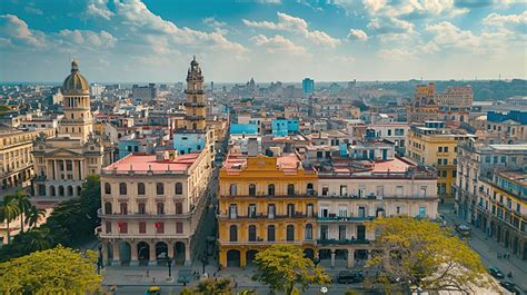 Aerial View Of Old Havana Cuba Background City Classic Cuba