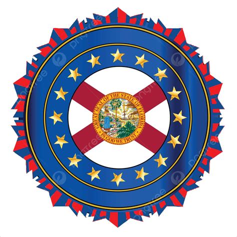 White Background With Florida State Flag Emblem As A Badge Vector