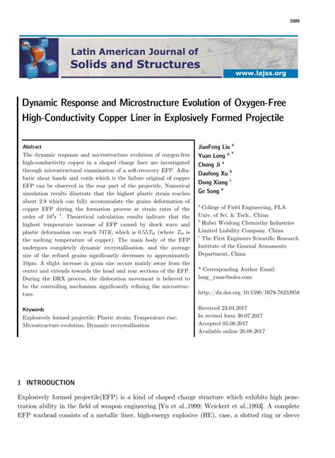 Pdf Dynamic Response And Microstructure Evolution Of Oxygen Free High Conductivity Copper