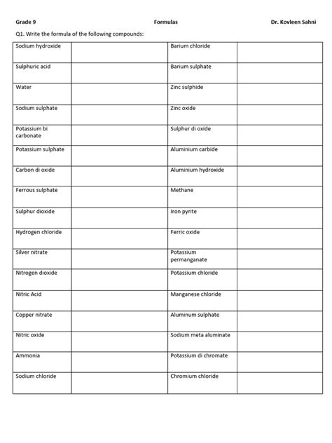 Formula Exercise Pdf