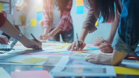 Generative Ai Asian Businessmen And Businesswomen Meeting Brainstorming Ideas About Creative Web