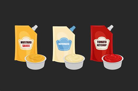 마요네즈 토마토 케첩과 겨자 소스 벡터 일러스트 레이 션 겨자에 대한 스톡 벡터 아트 및 기타 이미지 겨자 겨자 소스 노랑 Istock