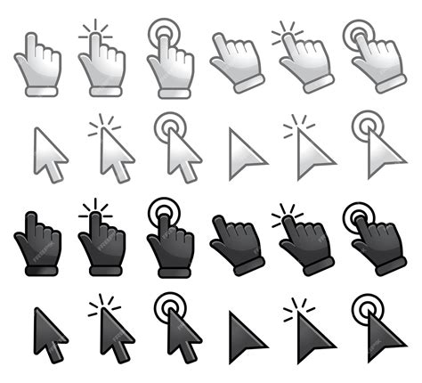Premium Vector Computer Mouse Click Cursor Gray Arrow Icons Set And Loading Icons Cursor Icon