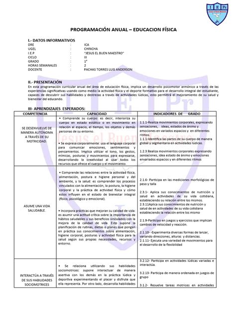 Programacion Primaria Curricular Anual Educacion Descargar