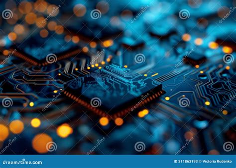 Semiconductor Chip On Circuit Board Stock Image Image Of Wafer