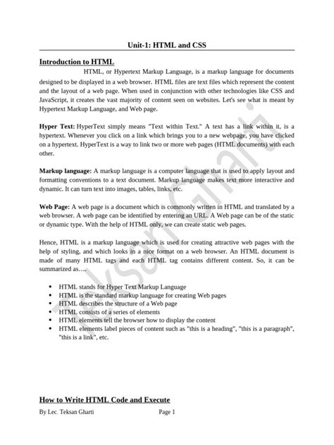 Unit 1htmlandcss Pdf Html Html Element