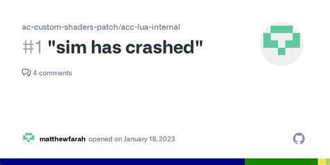 Sim Has Crashed · Issue 1 · Ac Custom Shaders Patchacc Lua Internal · Github