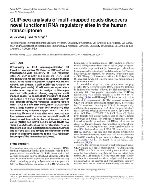 PDF CLIP Seq Analysis Of Multi Mapped Reads Discovers Novel Functional RNA Regulatory Sites In