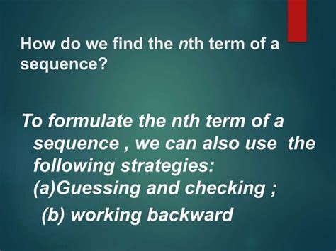 formulating the rule in finding the nth term day2 pptx