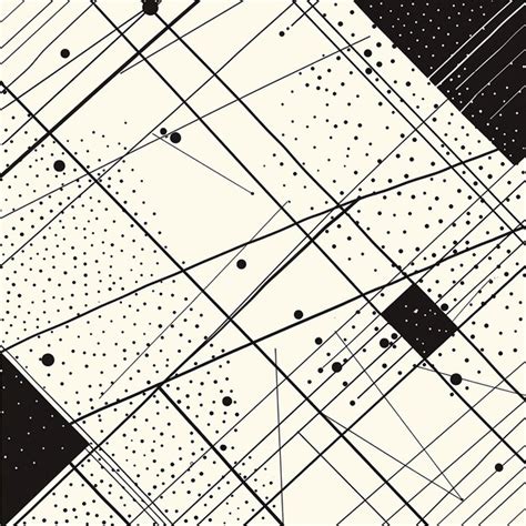 Black Lines And Dots Seamless Geometric Pattern Monochrome Wallpaper Premium Ai Generated Image