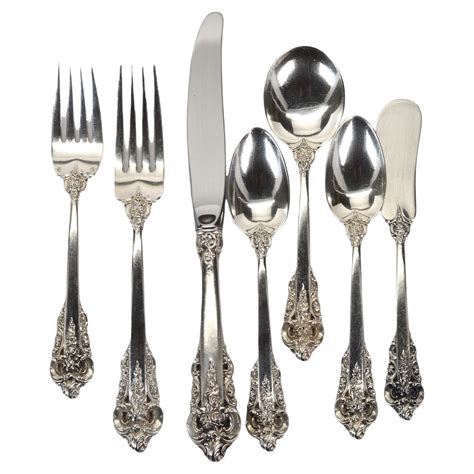 Wallace Grand Baroque Sterling Silver Flatware 7p Service For 12 W