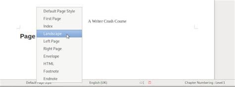 LibreOffice Writer The Status Bar And Changing Page Styles