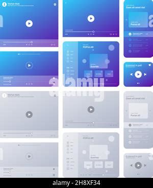 Audio Player Ui Video Media Ux Interface Template App Icons Garish Vector Web Design