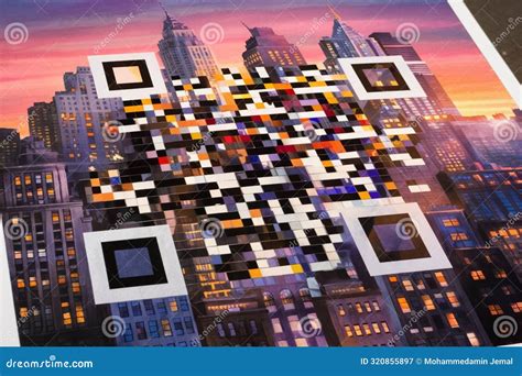 New York City Skyline At Sunset With Qr Code Windows Artistic Digital