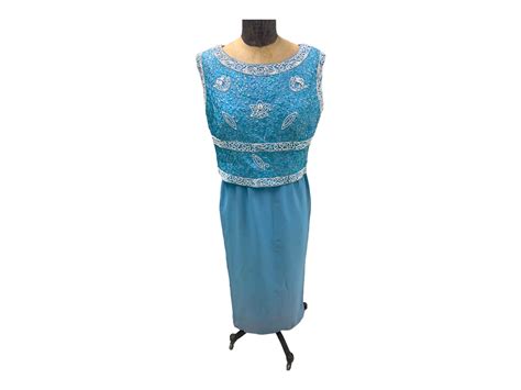Vintage 60s Light Blue Maxi Evening Dress Seperate Be Gem