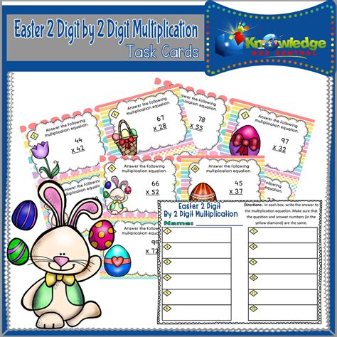 Easter 2 Digit By 2 Digit Multiplication Task Cards With Response Sheet