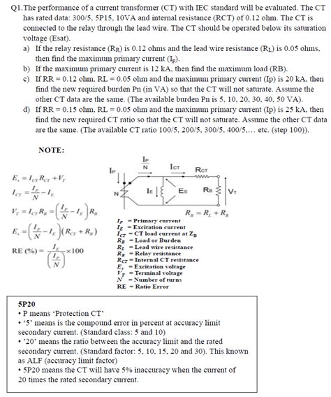Solved Q1 The Performance Of A Current Transformer Ct