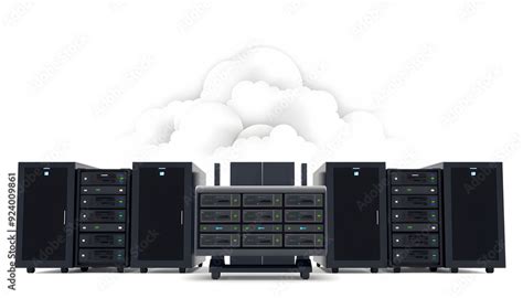 Moving Servers To A Cloud Data Center For Cloud Migration And Data Transfer Concept Cloud