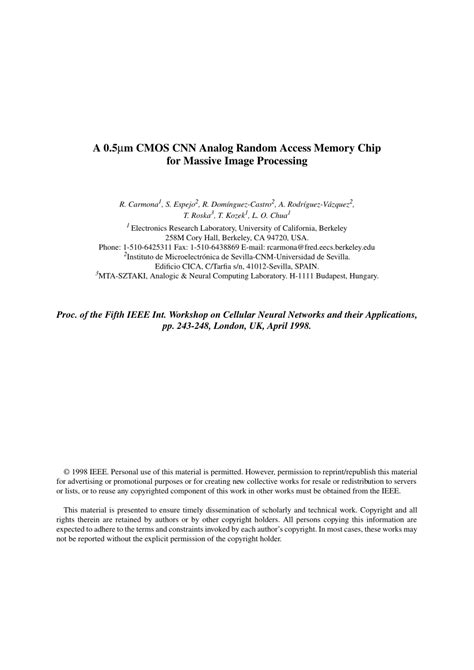 Pdf A 05 μm Cmos Cnn Analog Random Access Memory Chip For Massive Image Processing