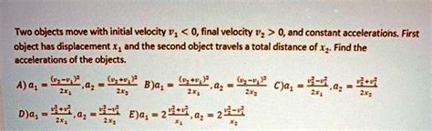 Two Objects Move With Initial Velcity Vz Final Velocity Vz And Constant Accelerations First
