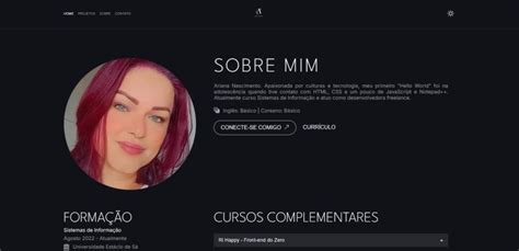 🚀 Apresento O Meu Portfólio Desenvolvido Durante O Curso Da Dio Ariana Nascimento De Jesus