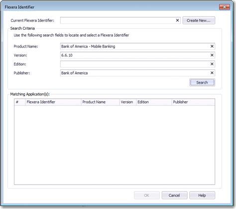 Flexera Identifier Dialog Box