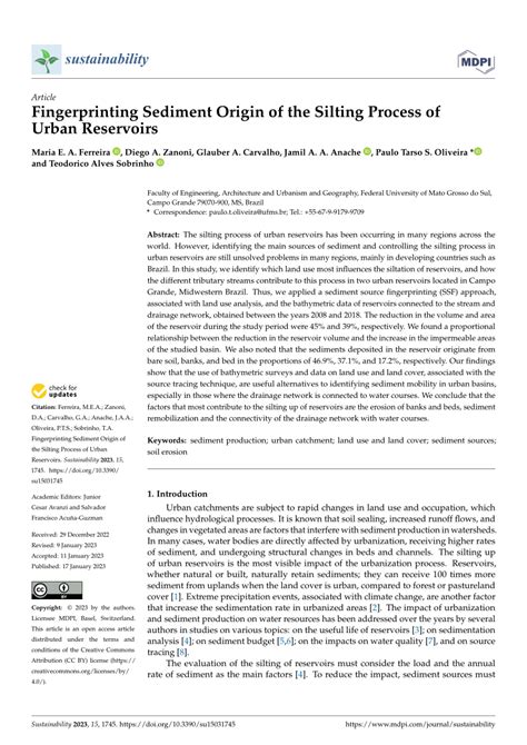 Pdf Fingerprinting Sediment Origin Of The Silting Process Of Urban Reservoirs