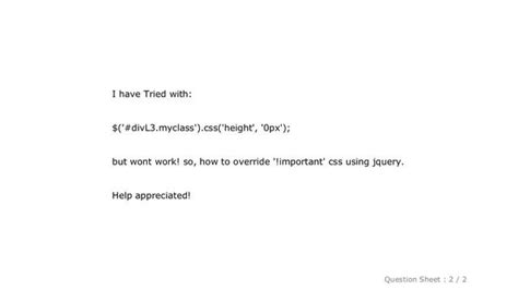Css How To Override Css Containing Important Using Jquery