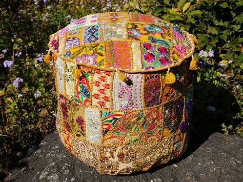 Floor Pouf Boho Masala Indian Floor Pillow Cover Cushion Seating Bohemian Decor Meditation Room