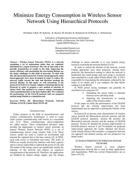 Pdf Minimize Energy Consumption In Wireless Sensor Network Using Hierarchical Protocols
