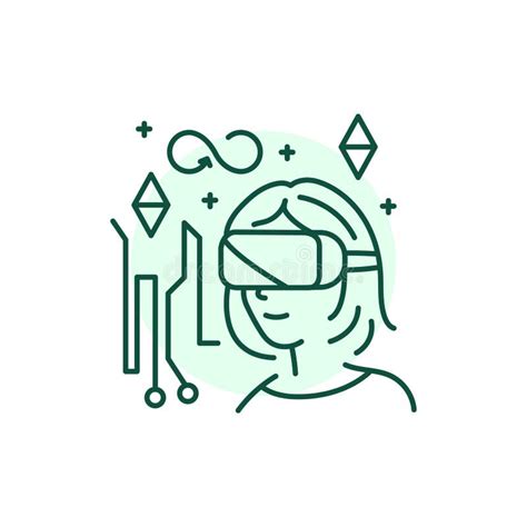 Metaverse Color Line Icon Blockchain Technology In Digital Crypto Art Stock Vector