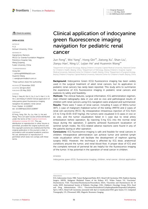 Pdf Clinical Application Of Indocyanine Green Fluorescence Imaging Navigation For Pediatric
