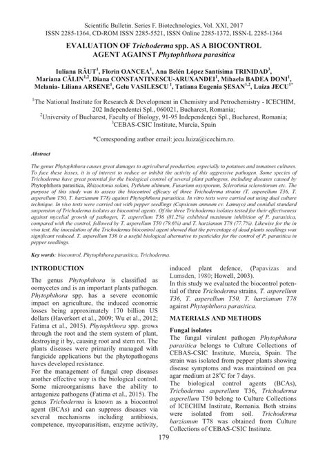 Pdf Evaluation Of Trichoderma Spp As A Biocontrol Agent Against
