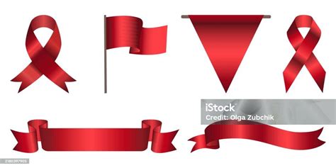 텍스트에 대한 빨간색 수상 리본 배너 리본 루프 깃발 빈 빨간 상 리본 컬렉션 팩 템플릿 다른 빈 빨간 리본과 라벨 디자인의 모음 다양한 형상 우승기에 대한 스톡 벡터 아트