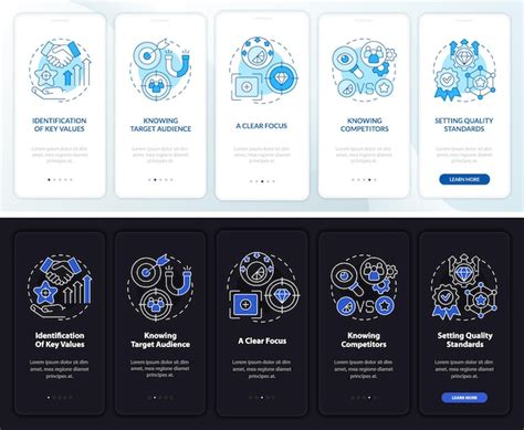 Premium Vector Good Brand Dark And Light Onboarding Mobile App Page