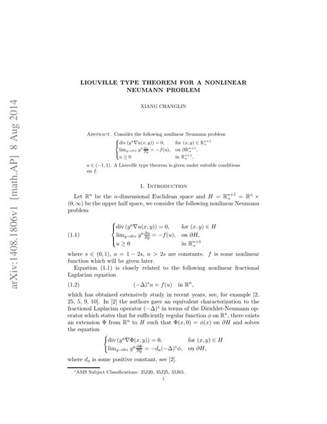 Pdf Liouville Type Theorem For A Nonlinear Neumann Problem
