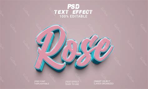 Rose Cursive 3d Font Style Effect Photoshop Premium Psd File