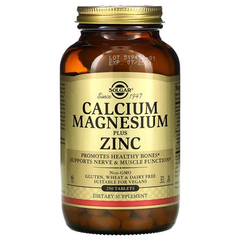 Solgar, Calcium Magnesium Plus Zinc, 250 Tablets - iHerb
