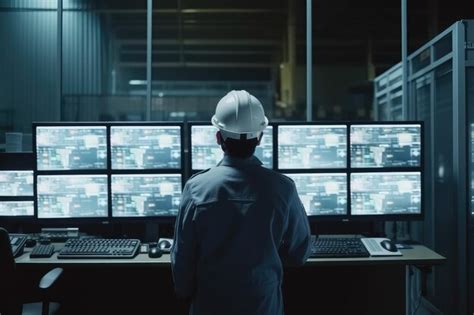 Premium Ai Image Efficient Bro Workflow Back View Of Engineer In