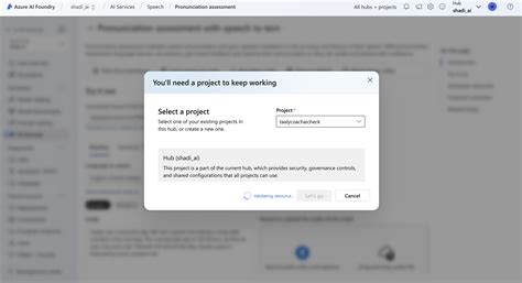 Azure Pronunciation Assessment Playground Stuck At Validating Resource