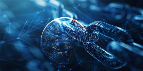 Blockchain Technology Concept 3d Rendering Blue Tone Stock Illustration Illustration Of