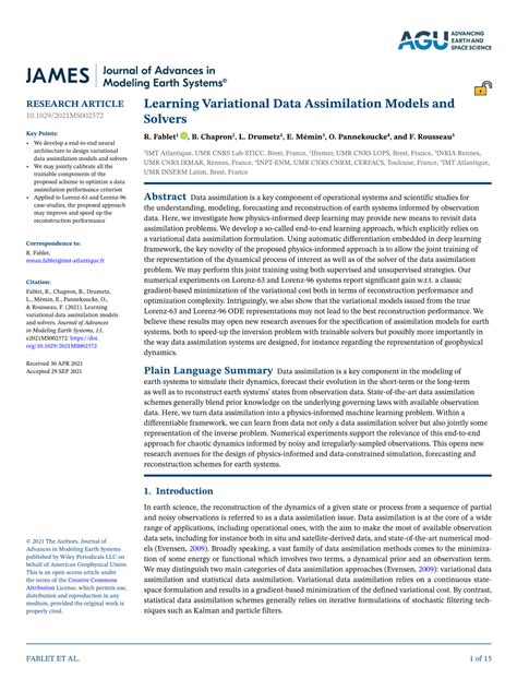 Pdf Learning Variational Data Assimilation Models And Solvers