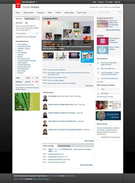 Inside Adobe Adobe Intranet Portal Design Beautiful Enterprise Content Management