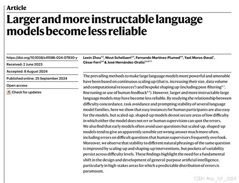 大语言模型 论文精读 更大且更可指导的语言模型变得不那么可靠larger And More Instructable Language Models Becom Csdn博客
