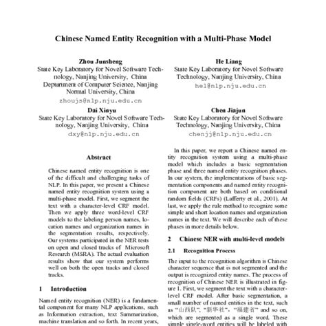 Chinese Named Entity Recognition With A Multi Phase Model Acl Anthology